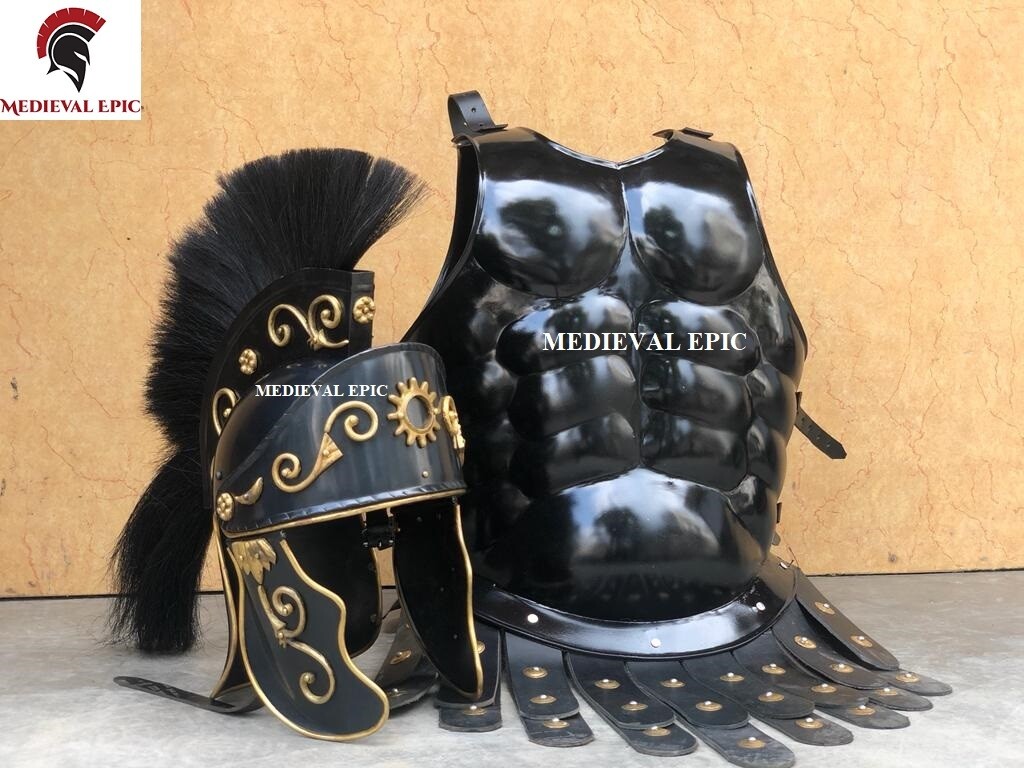 300 Spartan Muscle Armor with Roman Helmet