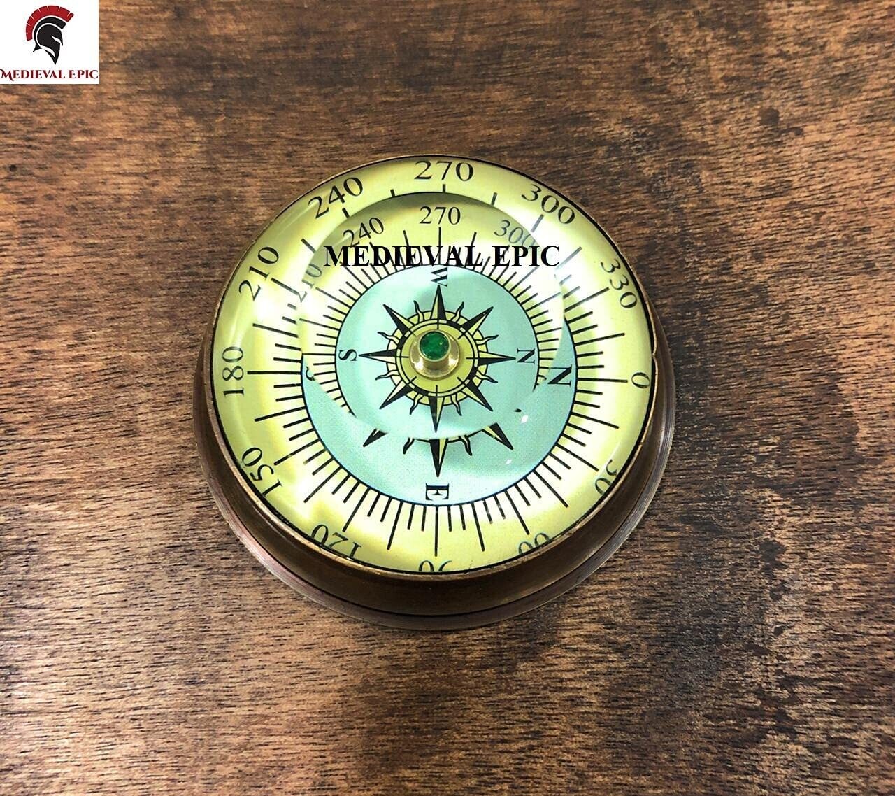 Nautical Style Compass | Domed Glass & Brass Desk Ornament | Marine ...