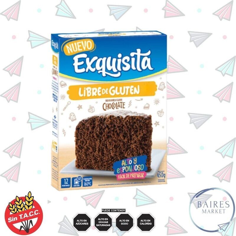 Bizcochuelo Sabor Chocolate, Exquisita, Sin Tacc