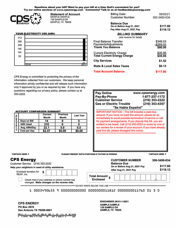 Utility Bill Editable Template- CPSEnergy | Documentplug