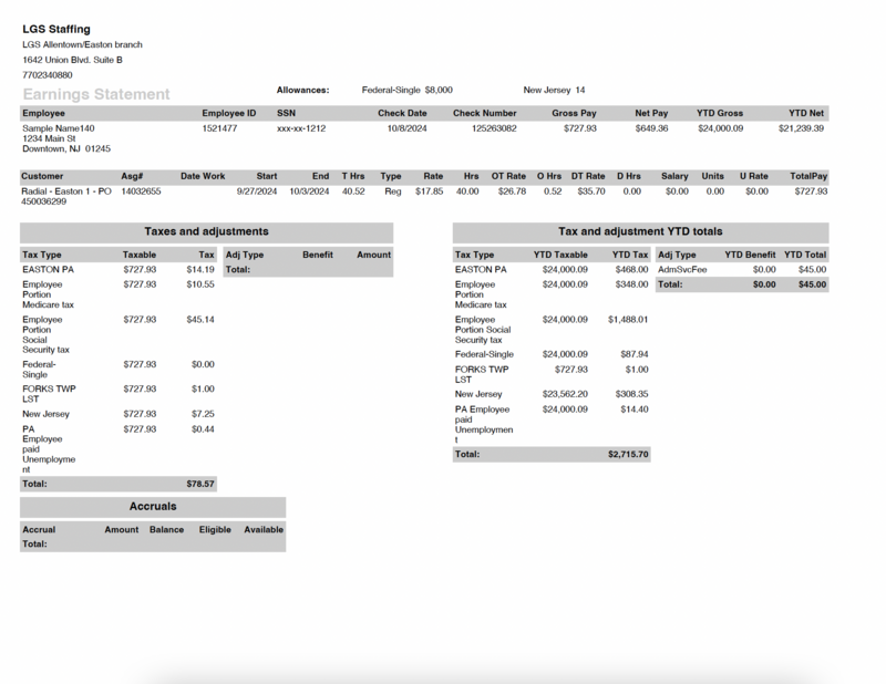 Paystub Editable Template - LG Staffing | Documentplug