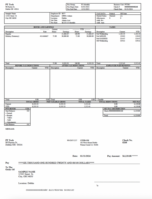 Paystub Editable Template - PT Tech | Documentplug