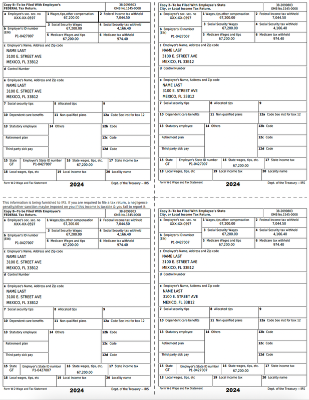 W2 Form Editable Template - 2024 Year | Documentplug