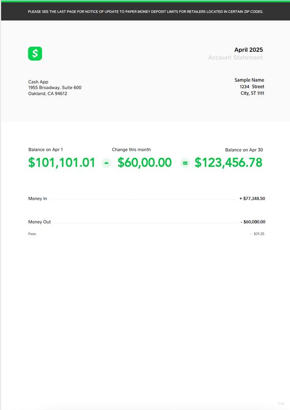 Cash App Statement | Documentplug.com
