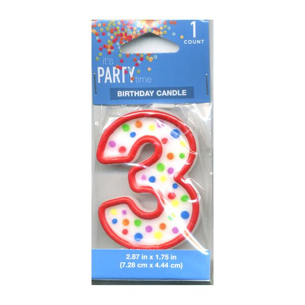 Polka Dot Number Candle #3