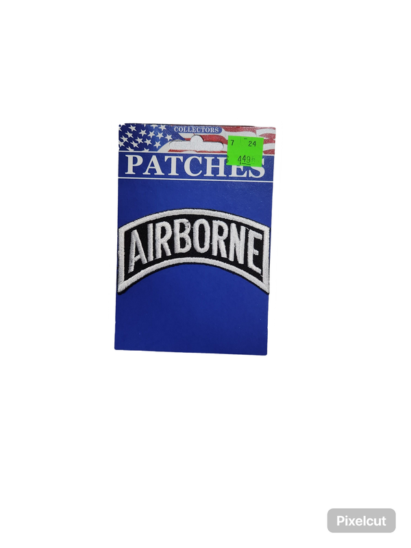 Army Tab Airborne (WHT/BLK) Patch