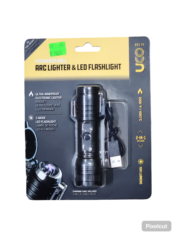 UCO arc lighter and LED flashlight