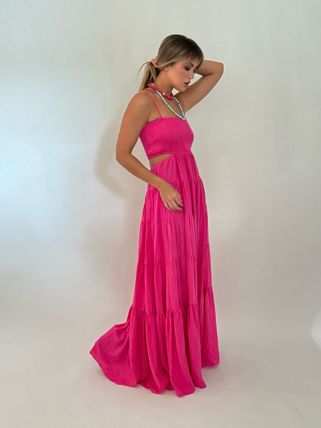 Pink Cut Out Maxi Dress - Primavera Verano 2024 - Foggia Boutique
