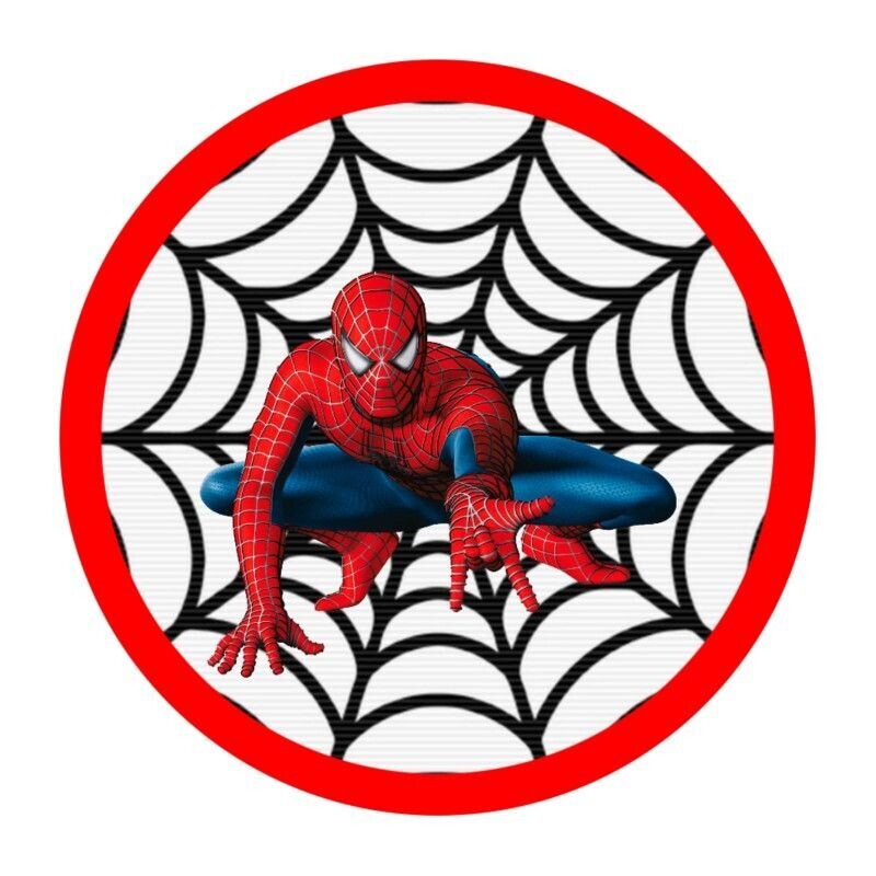 Spider Man Seating with Spider Web Red Border, Edible Photo Print Paper ...