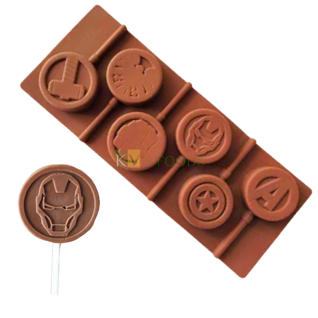 Avengers Superhero Theme Shape Silicone Lollipop, Hard Candy, Chocolate ...