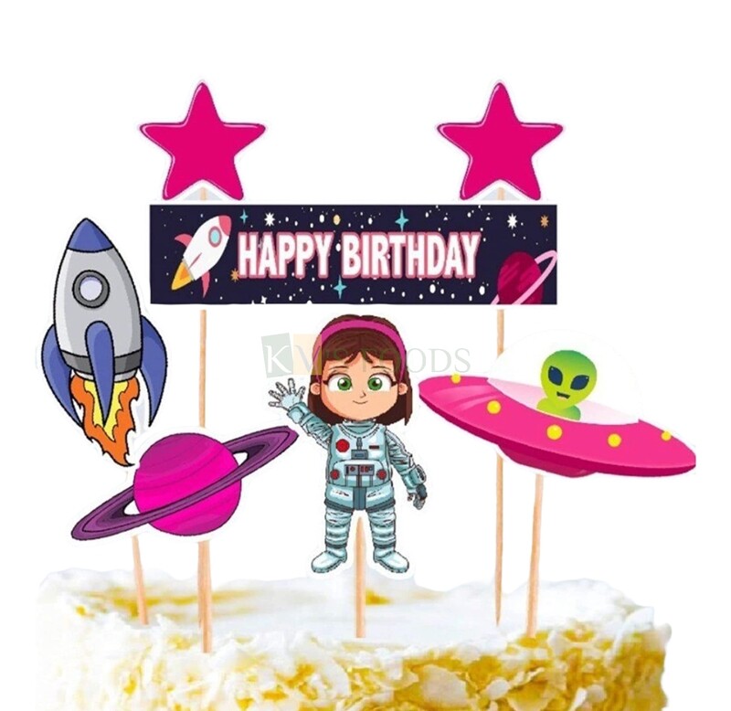 5 PC Astronaut Girl, Spaceship, Stars, Space & Planets Theme, Home Cake ...