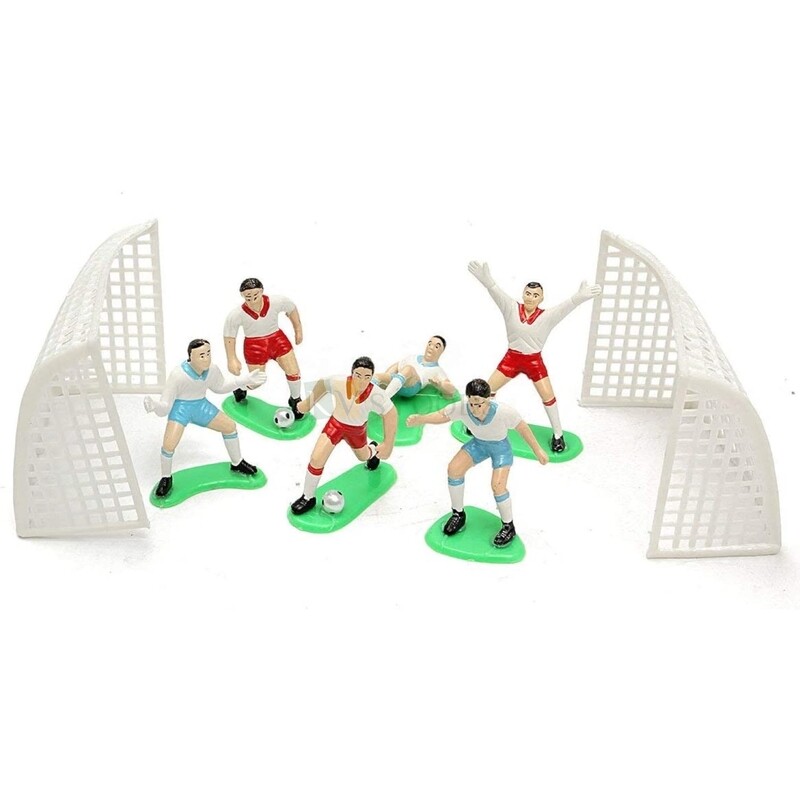 8PCS Soccer Football Sports Cake Topper 2 Team Players with Goal Post ...