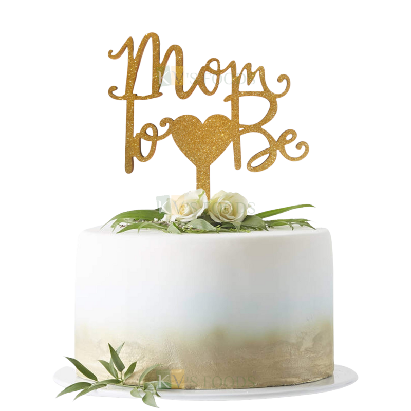 1PC Golden Shiny MDF Mom To Be Topper, Unique Elegant Font Design Cake ...