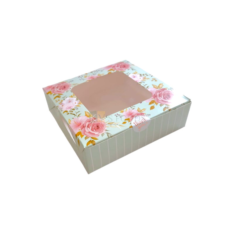 5 PC Set of 4 Brownie Printed Transparent Window Box Size 6*6 Height 2 ...