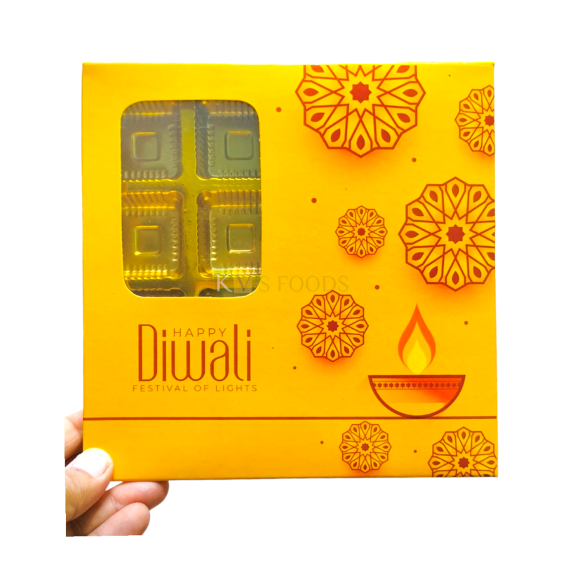 5 PC Set Happy Diwali Square 16 Cavity Yellow Chocolate Box, Pacakging ...