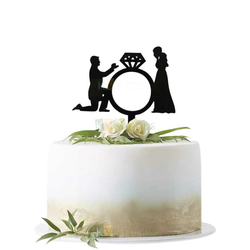 1PC Black Acrylic Dressed Up Bride Proposing On Knee To Groom with Ring ... 1PC Black Acrylic Dressed Up Bride Proposing On Knee To Groom with Ring ...