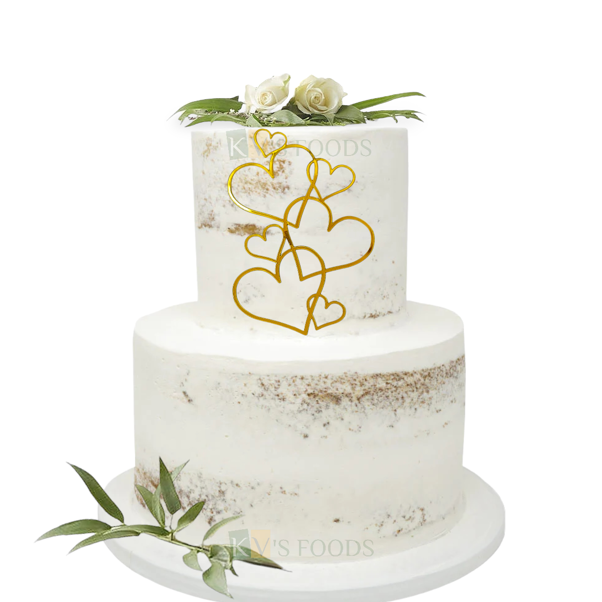 1PC Golden Acrylic Shiny Glass Finish Hearts Line Cake Topper, Love ...