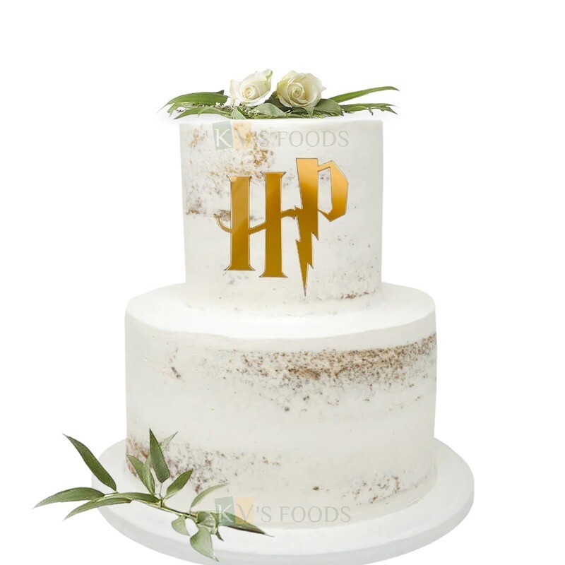 1PC Golden Acrylic Shiny Glass Finish HP Letter Cake Topper, Name ...