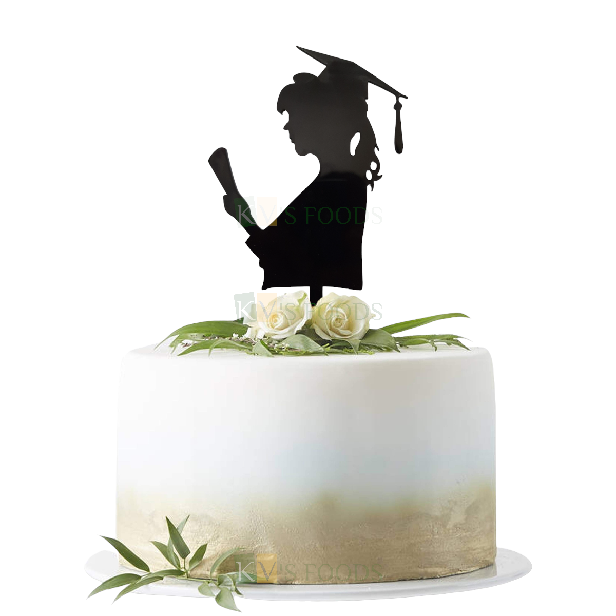 1PC Black Acrylic Graduation Student Silhouette Cake Topper Mortar ...