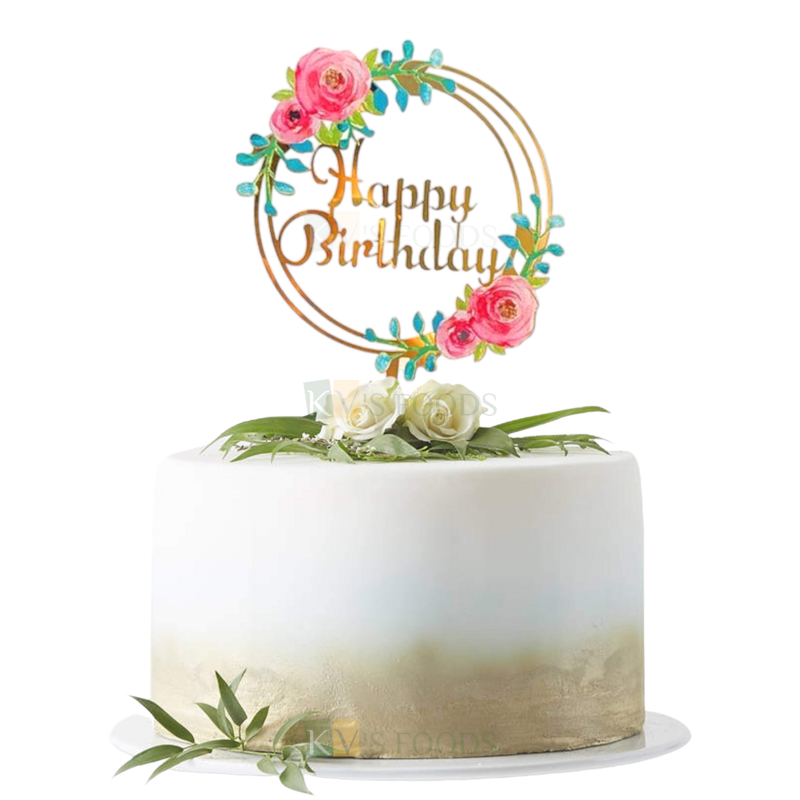 1PC Golden Acrylic Shiny Glass Finish Happy Birthday Letters With ...