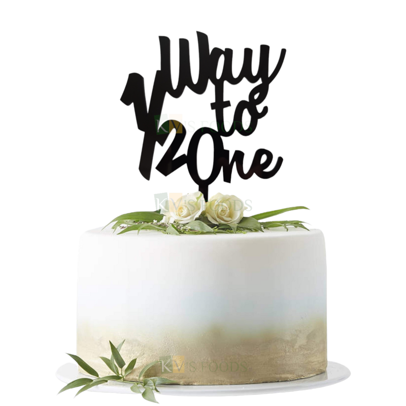 1PC Black Acrylic 1/2 Way To One Cake Topper, Happy 6 Months Birthday ...