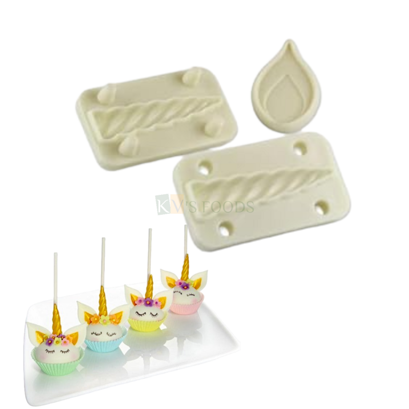 1 PC White Unicorn Ears and Horns Fondant Cutters Plungers Cake Mould ...