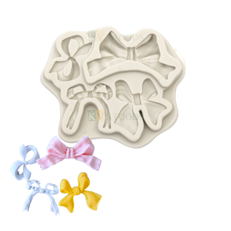 1 PC Silicone Fondant 4 Different Designs Bowknot Bow Ribbon Chocolate ...
