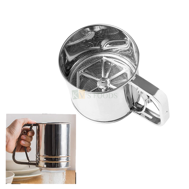 1 PC Silver Small Stainless Steel Flour Sifter One Hand Flour Sifter ...