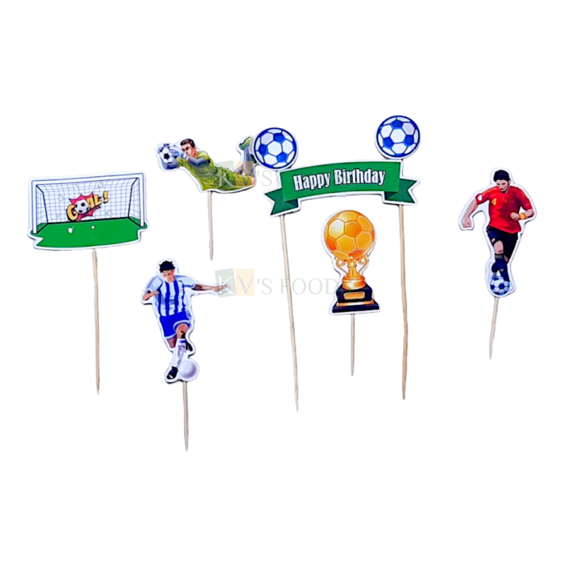 6 PCS Football Game Theme Cake Paper Topper Set Inserts Cupcake Toppers ...