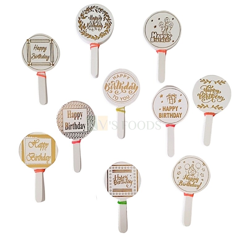 100PCS White Circle Shape Paper Birthday Tag with Golden Letters, 10 ...