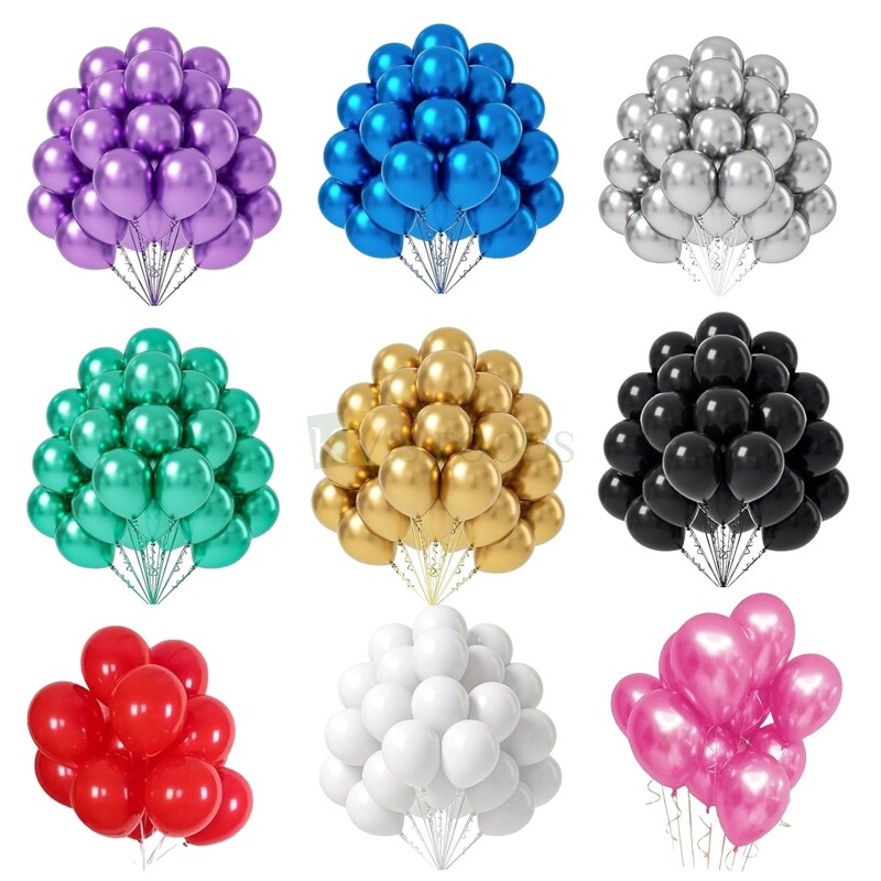 25 PCS Shiny Metallic Different Colours Balloons, for Birthday Party ...