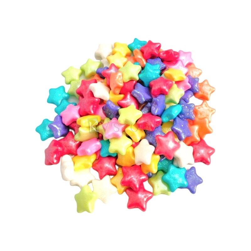 Metallic Rainbow Multicoloured Star Shaped Big Size Edible Sprinkles ...