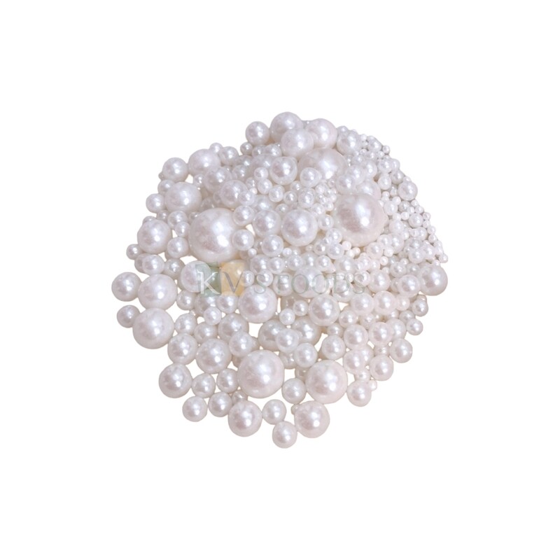 White Colour Pearl Shiny Mixed Size Moti Sugar Ball Circle Shaped ...