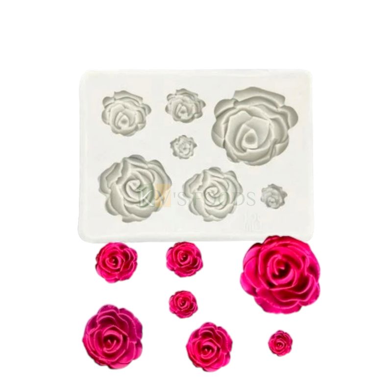 1 PC Silicone Fondant Different Sizes Rose Chocolate Mould 7 Cavity ...