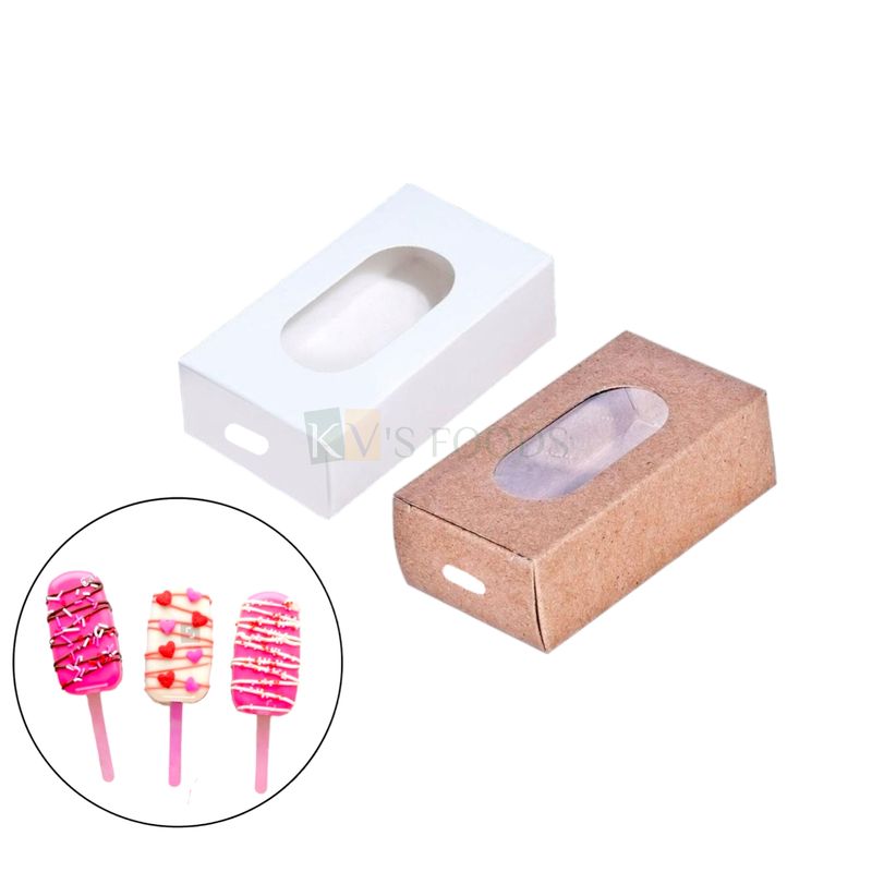 10 PCS Brown/White Transparent Window Single Cakesicle Packaging Box ...