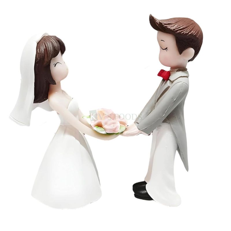 Cake Topper Cute Wedding couple with flowers bouquet Miniature Doll ...