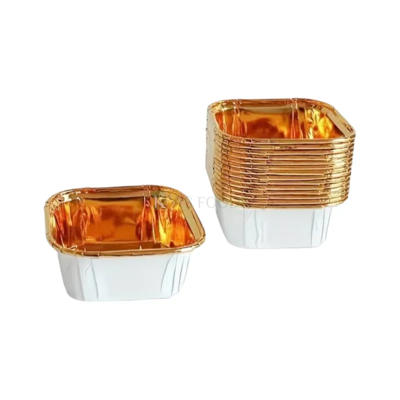 10 PC Eco Friendly Square White and Golden Colour Mini Dry Cake Paper ...