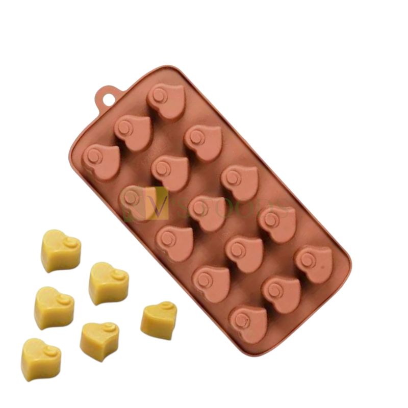 15-Cavity Hearts Comma Shape Design Silicon Chocolate Mould, Sugar ...