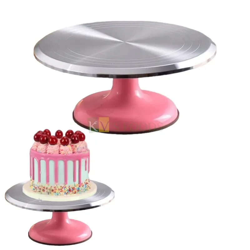 1PC Stainless Steel 360° Rotating Cake Turntable Big Diameter 12.2 Inch, Height 5 Inch for Cakes ...