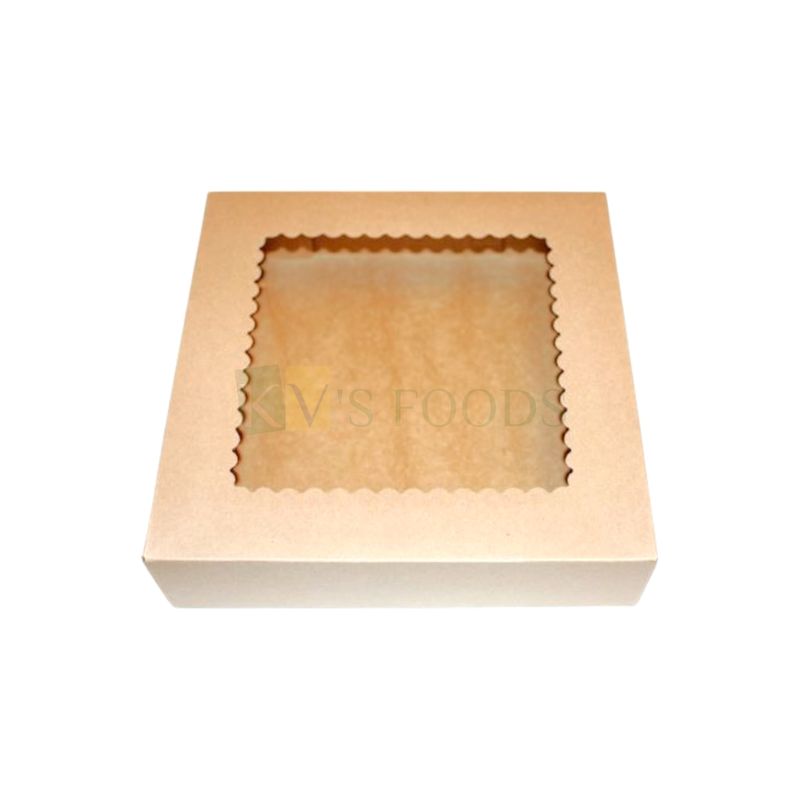5 PC Set of Kraft Paper Brown Colour 9 Brownie Transparent Window Box ...