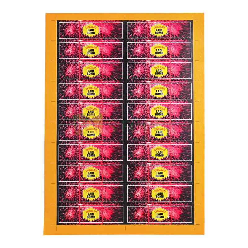 Diwali Cracker Chocolate Sticker Small Ladi Bomb 20 Stickers In 1 Sheet