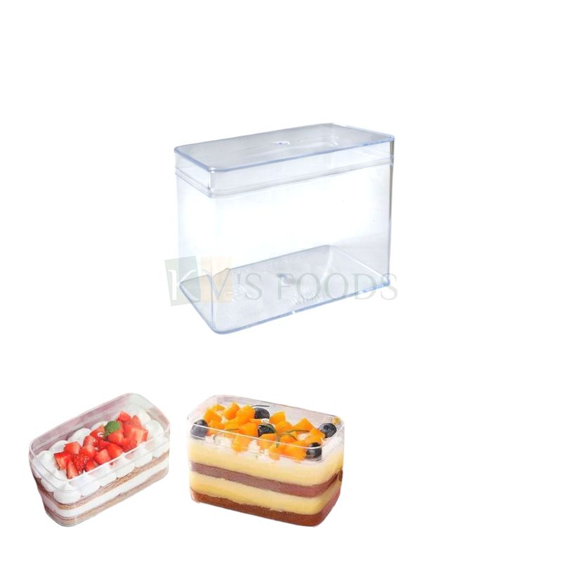 12 PC (N-53) Acrylic Rectangular Cake Tub Container Clear Storage Boxes ...
