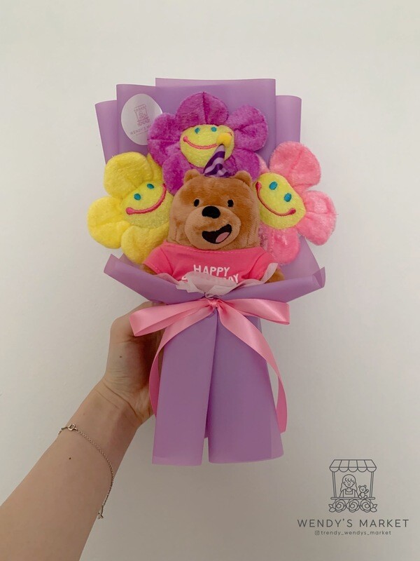 Plush Toy Bouquet (HBD Grizzly Bear)