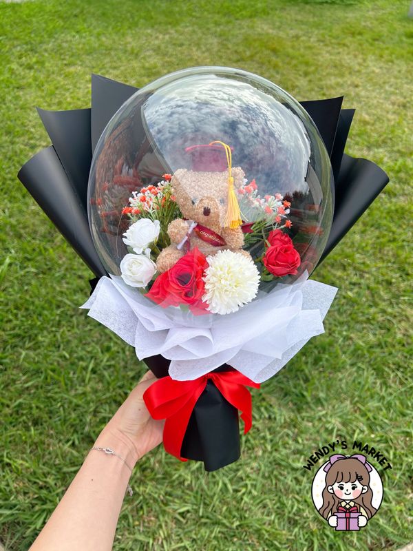 Small Plush Balloon Bouquet (Graduation Teddy Bear)