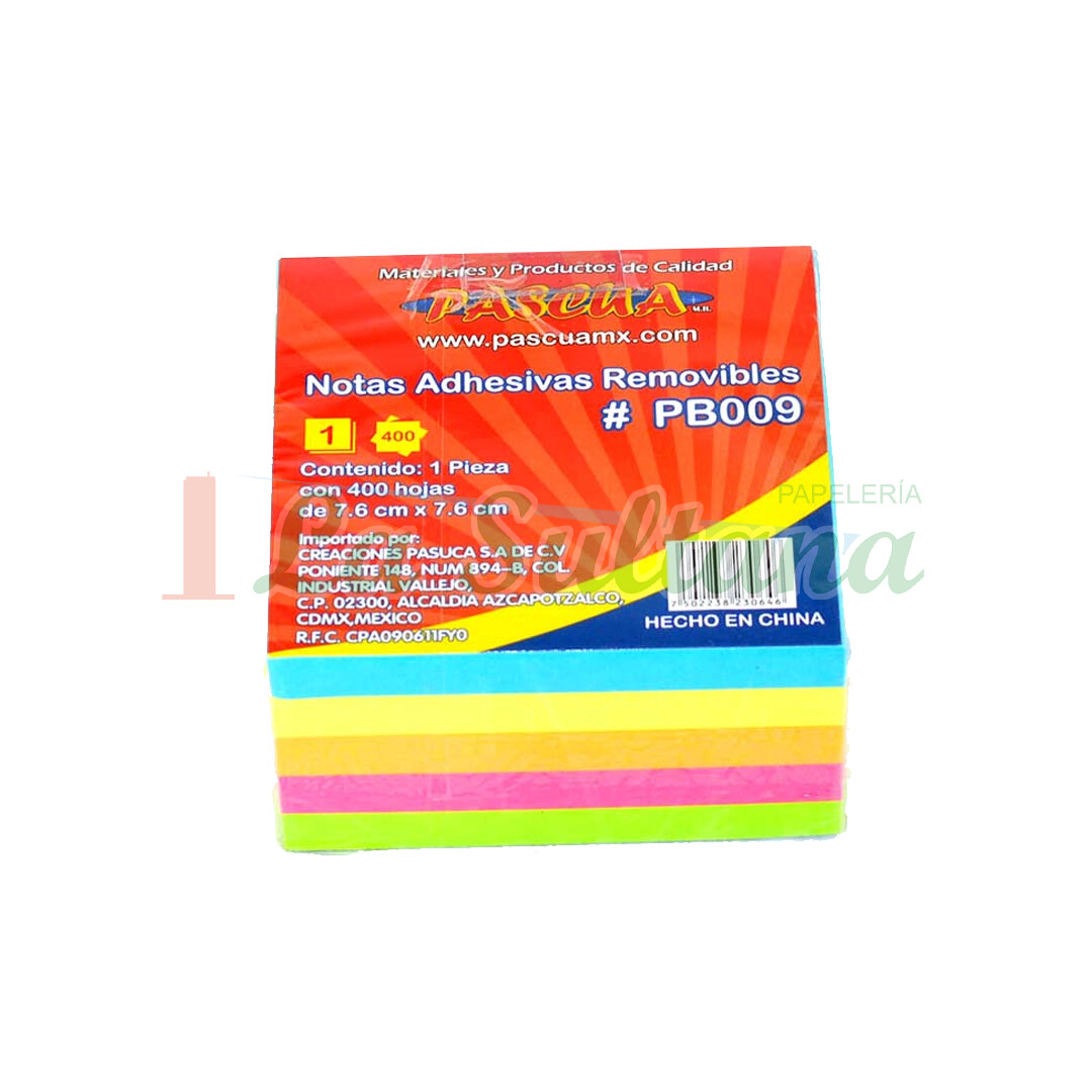 NOTAS ADH PASCUA BLOCK 3X3" C/100H COLOR SURTIDO
