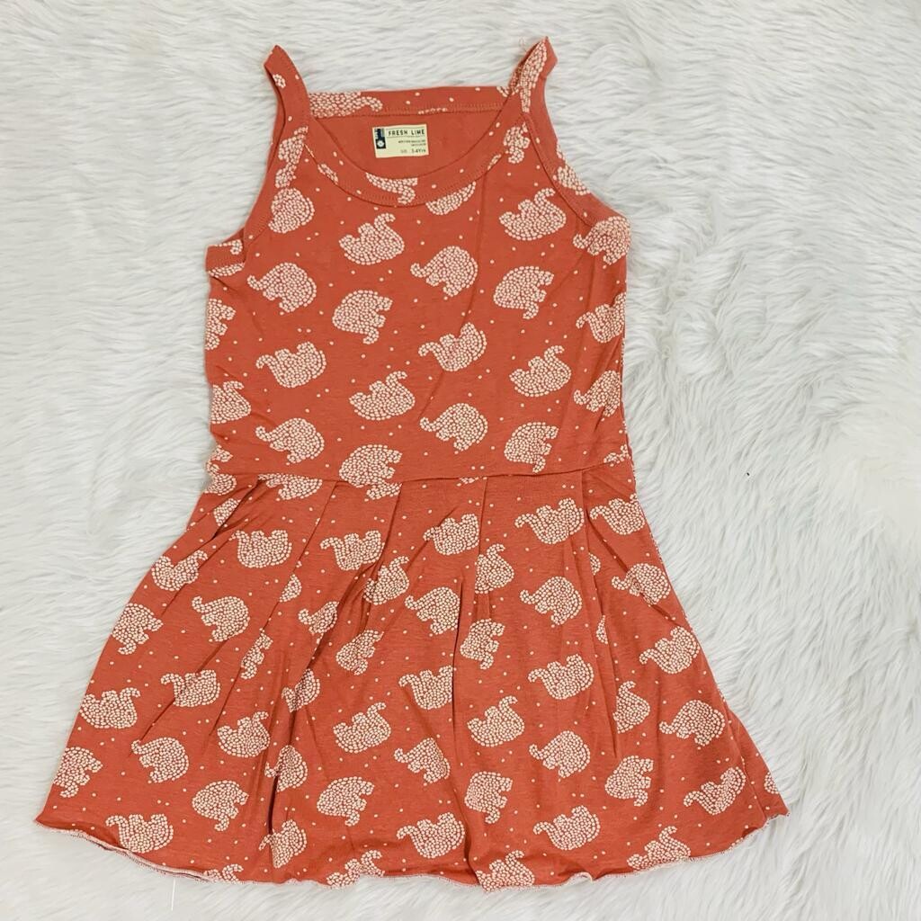 Orange dotted elephant Frock (3-4 years)