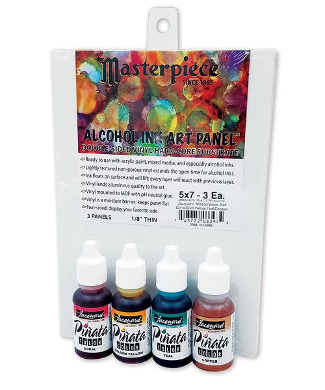 Jacquard Pinata Alcohol Set with 3 Pc MasterPiece Alcohol Ink Panel + 4 ...