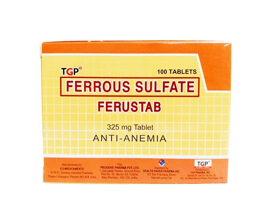 TGP Ferrous Sulfate Ferustab 325mg 100 Tablets