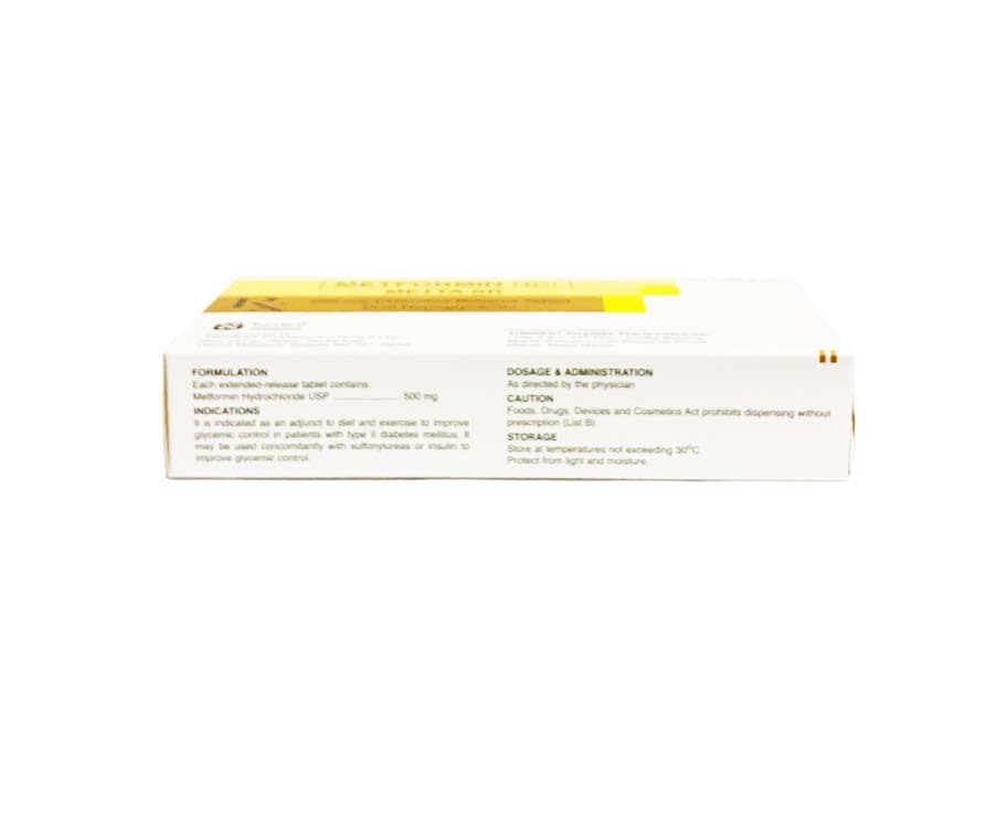 Metformin HCI Metta SR 500mg Extended-Release Tablet Oral Hypoglycemic ...