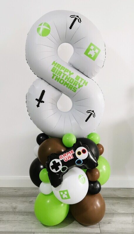 Minecraft & Xbox Birthday Balloon Stack – Personalised Gamer Balloon ...